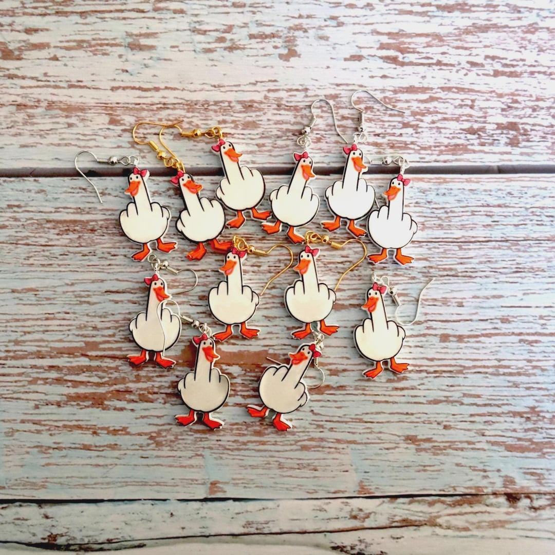 Funny Goose Earrings | Middle Finger Duck Earrings | Rude Statement ...