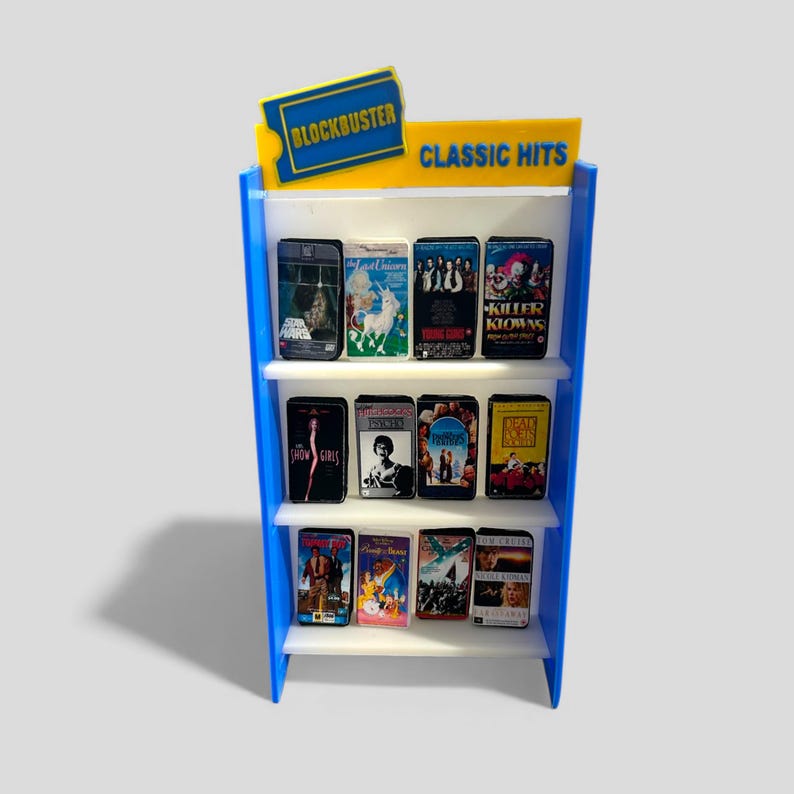 Blockbuster Mini VHS Shelf + Choose 3–12 Mini VHS Tapes | Retro Movie ...