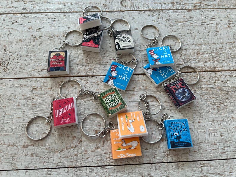 ANY Book Keychain Mini Book Charm Personalized Book Lover Gift - Etsy
