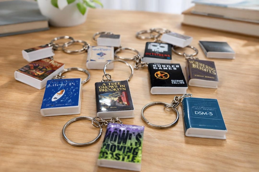 ANY Book Keychain Mini Book Charm Personalized Book Lover Gift - Etsy