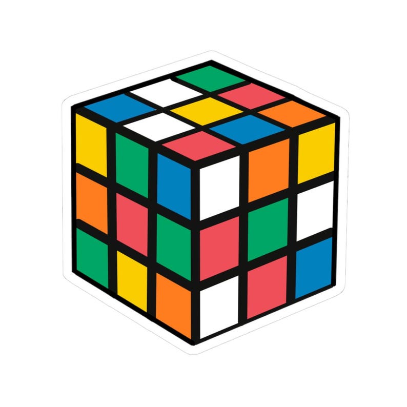 Retro Rubik's Cube Kiss-cut Stickers | Fun Laptop Decals | Unique Gift ...