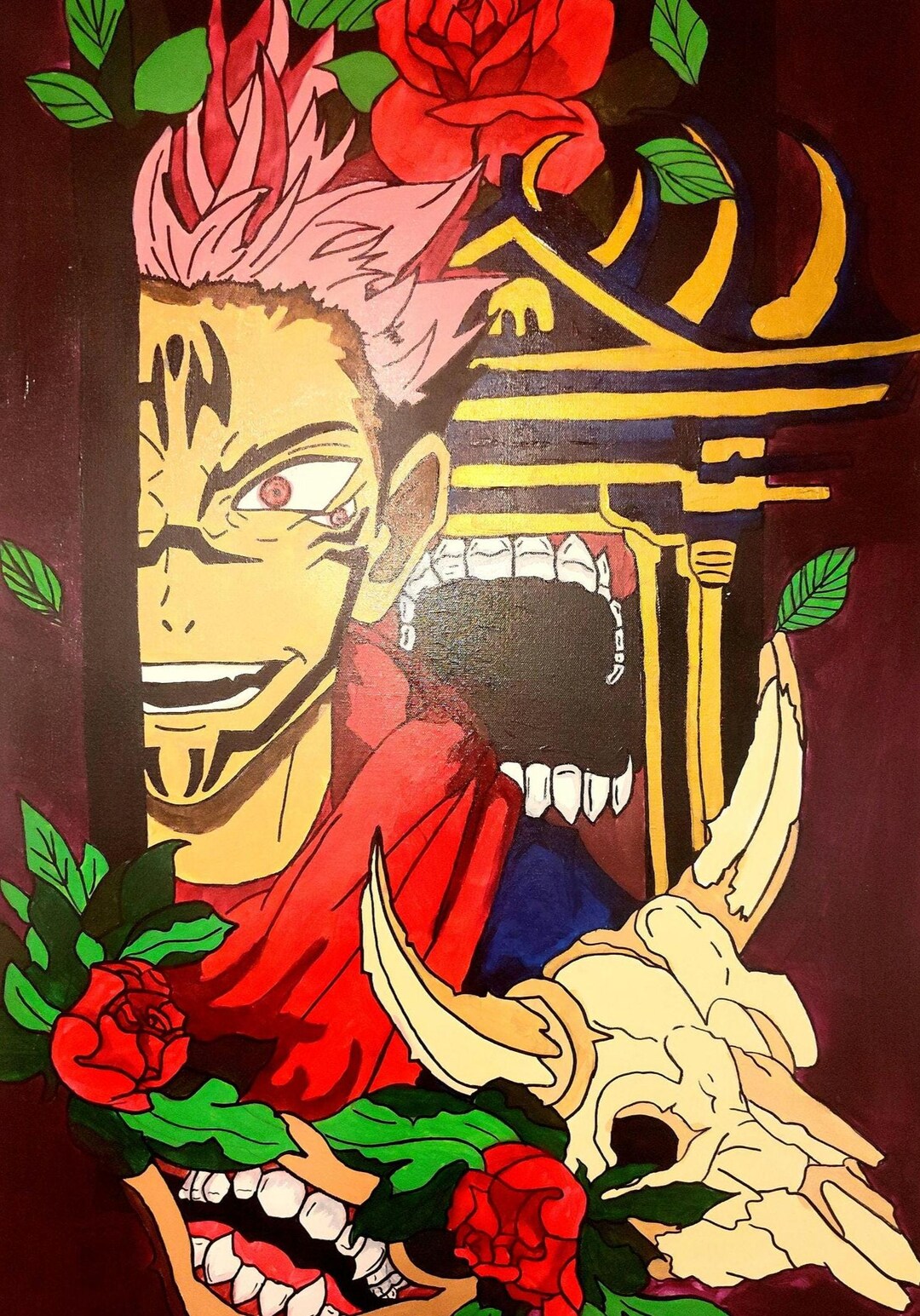 Sukuna Painting – Jujutsu Kaisen Hand-painted Canvas | Anime Wall Art ...