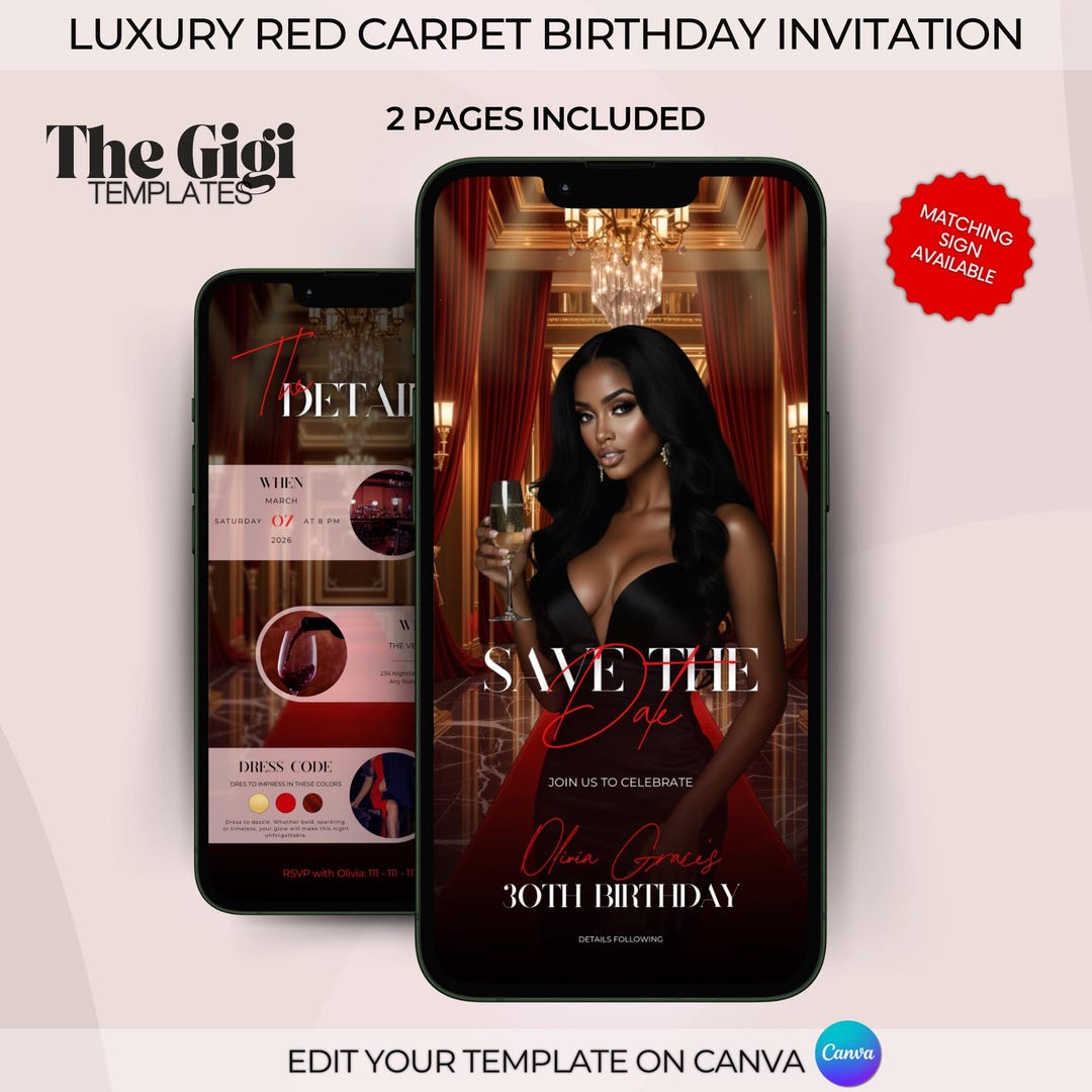 VIP Red Carpet Themed Birthday Party Invitation, Hollywood Birthday ...