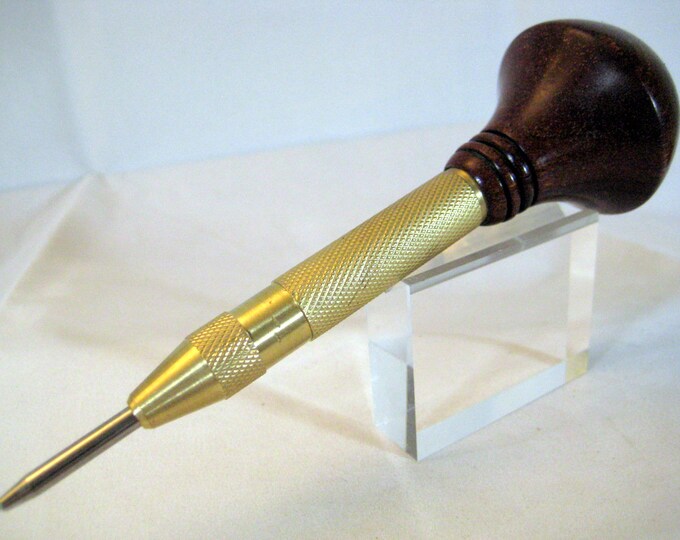 Awl Automatic Center Punch Brass Woodworking Tool Black Walnut Handle ...