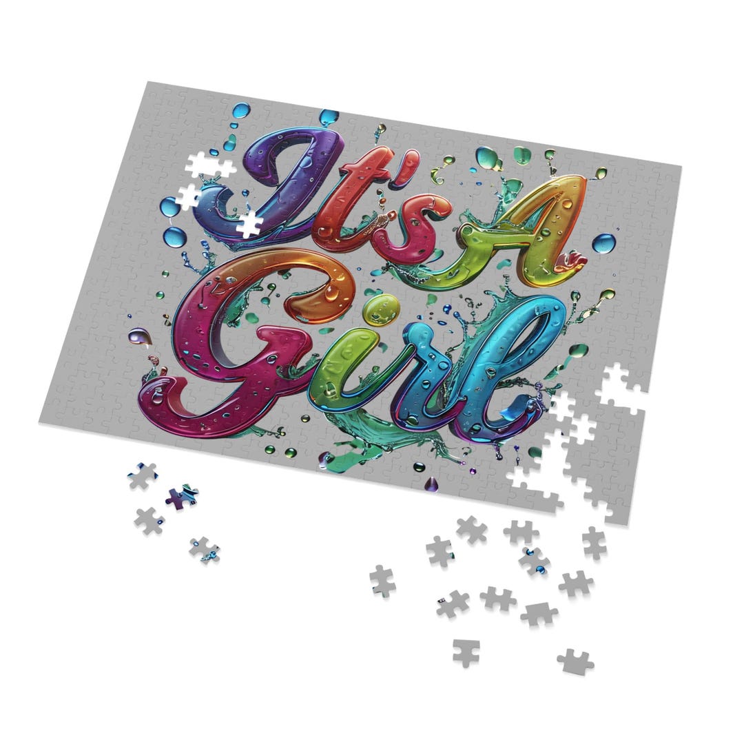 Jigsaw Puzzle: Baby Girl Gender Reveal With Tin, Neutral Colors ...