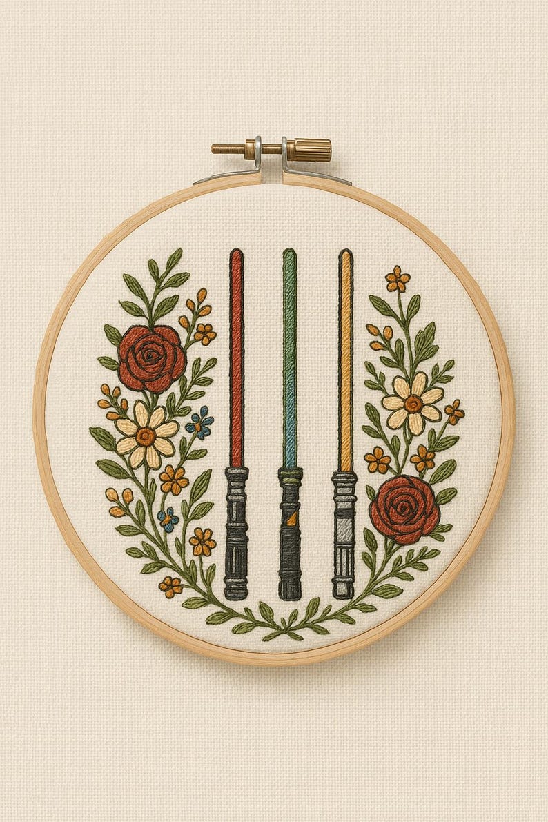 Floral Lightsaber Embroidery Pattern, DIY Flower Design (PDF Download ...