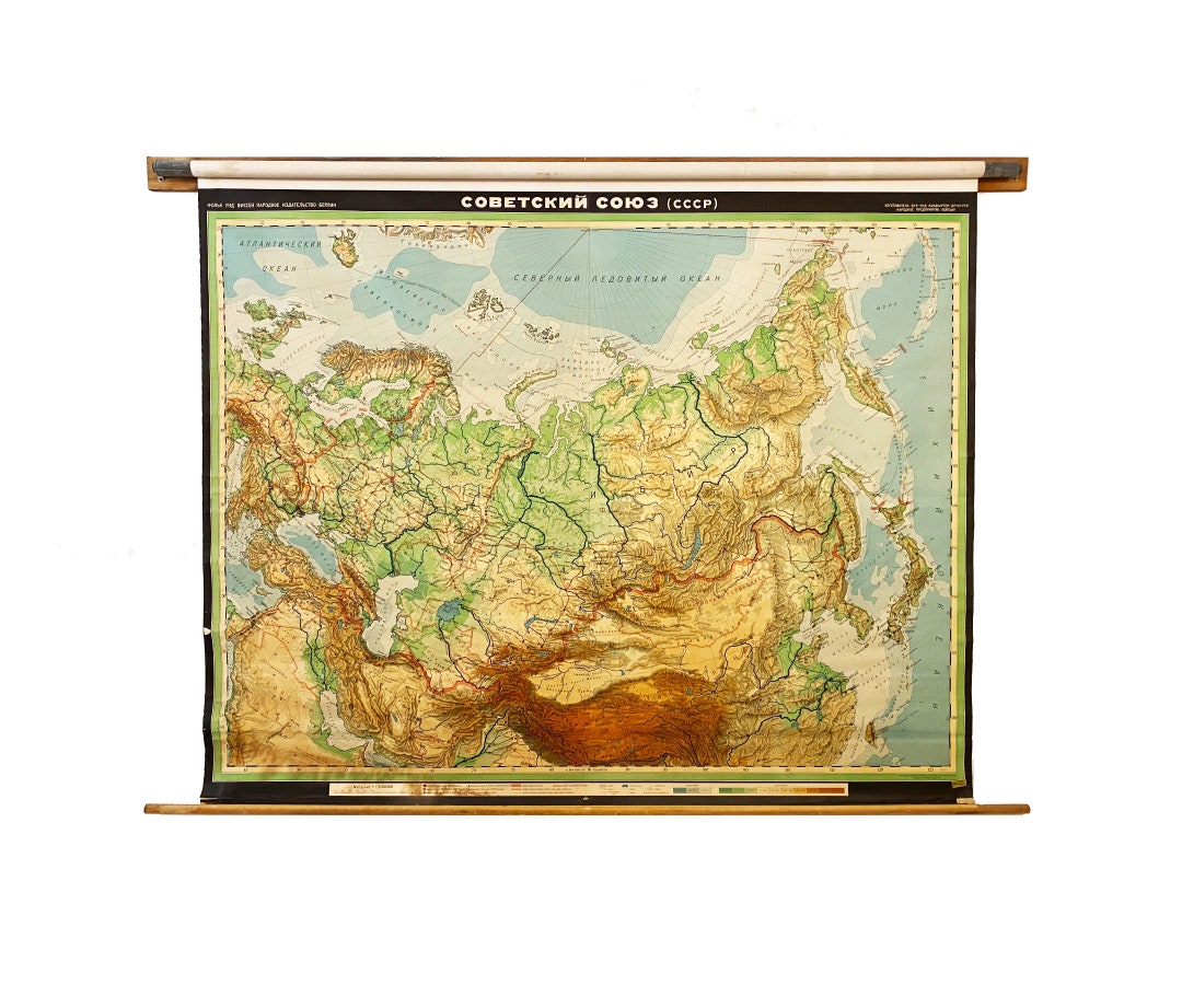 Vintage Cartocraft Roll Down Map - Etsy