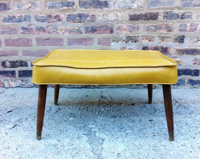 Vintage Footstool in Mustard Yellow - Etsy