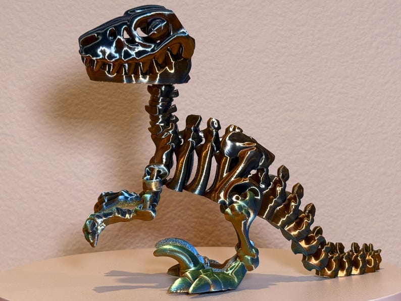 Flexi Skeleton Raptor | 3D Printed Articulating Dinosaur Toy | Dinosaur ...