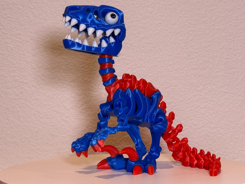 Flexi Skeleton Raptor | 3D Printed Articulating Dinosaur Toy | Dinosaur ...