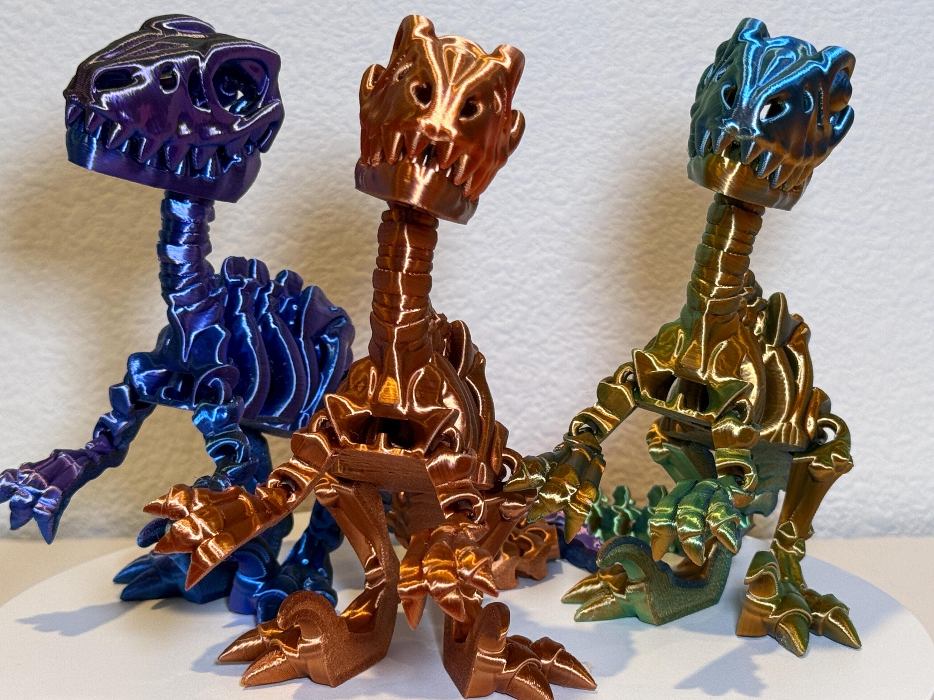 Flexi Skeleton Raptor | 3D Printed Articulating Dinosaur Toy | Dinosaur ...