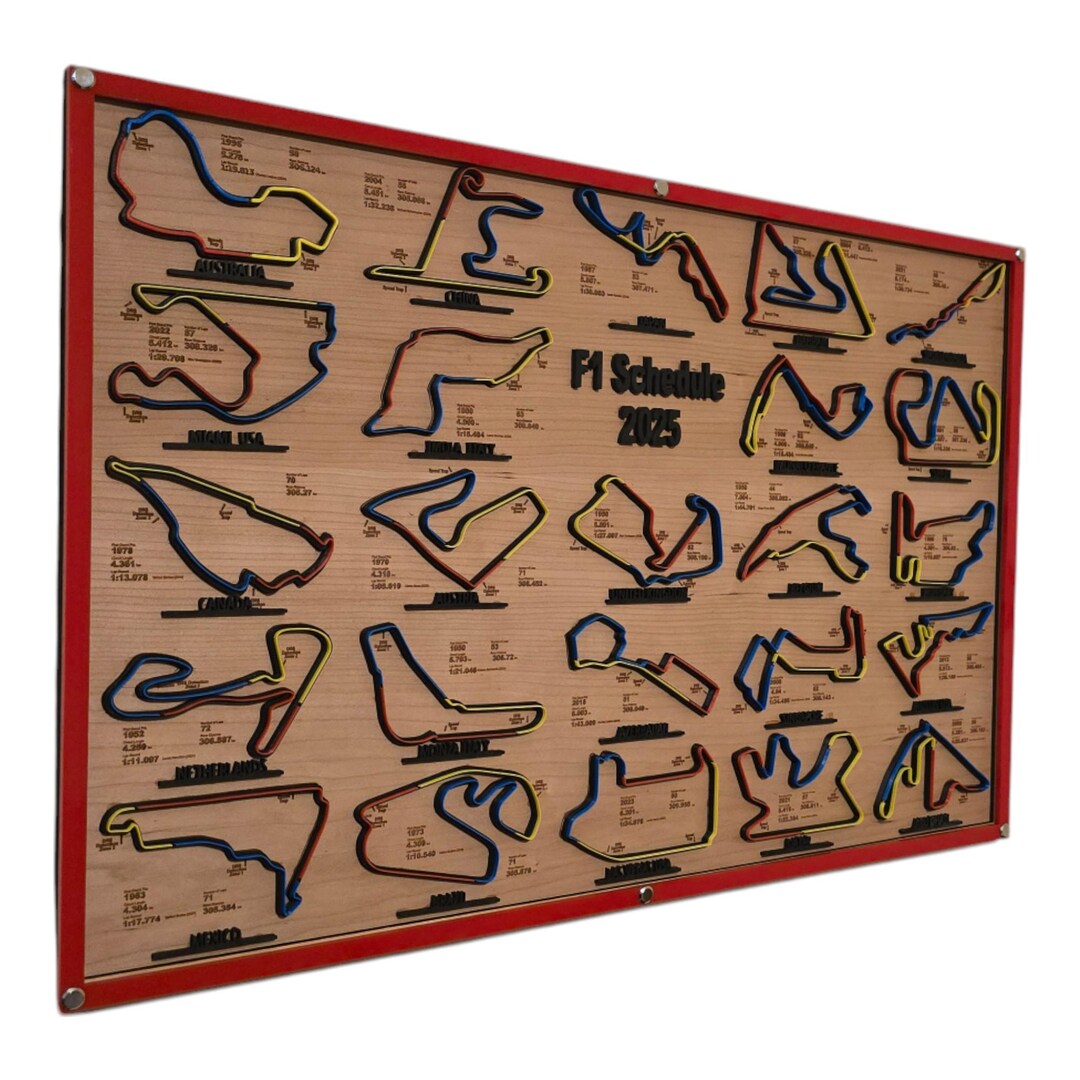 2025 Formula One Race Track Calendar, 3D Printed Circuits With Colour ...
