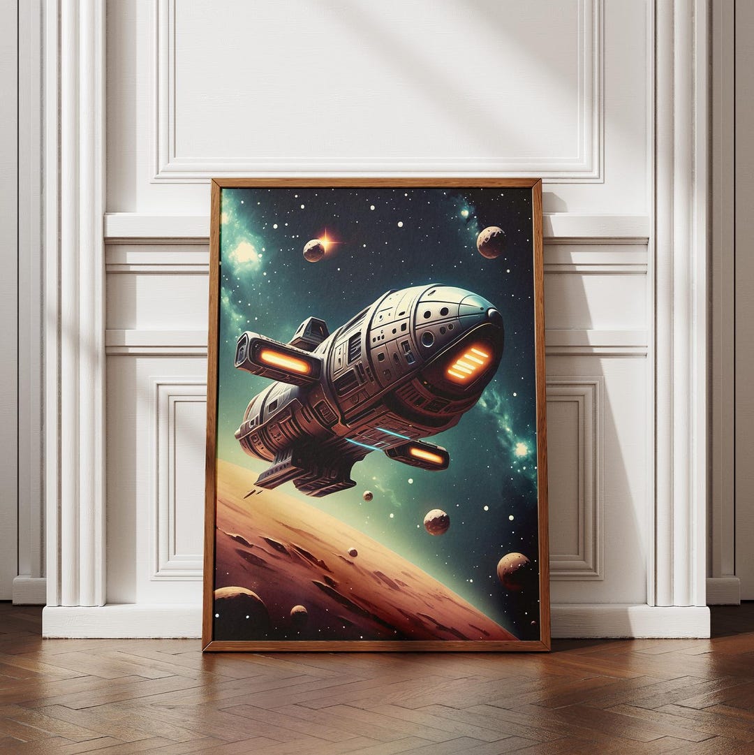 Futuristic Spaceship, Sci-fi Spacecraft, Alien Planet, Glowing ...