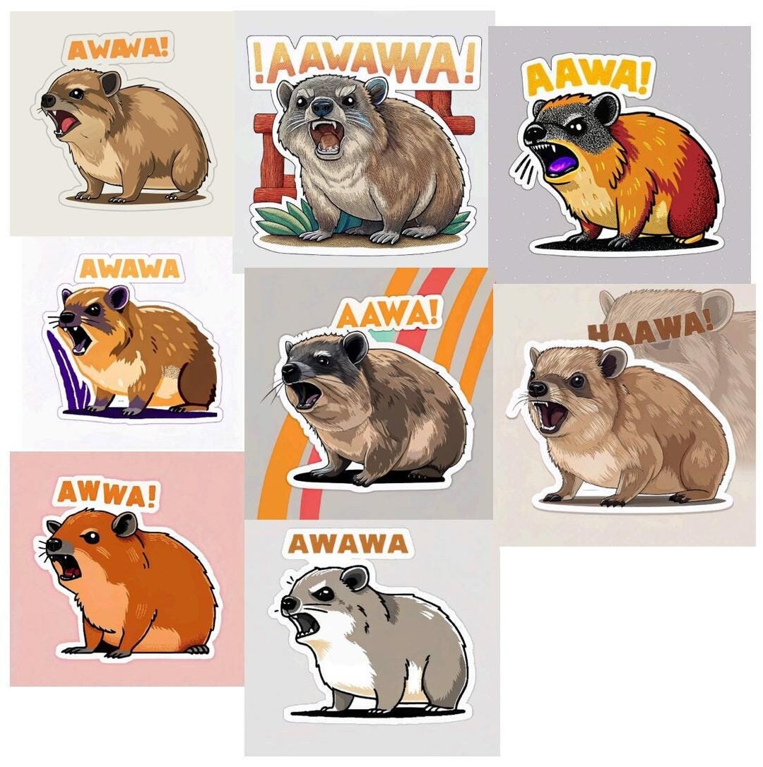 Printable Hyrax Awawa Stickers Funny Cute Animal Stickers Meme ...