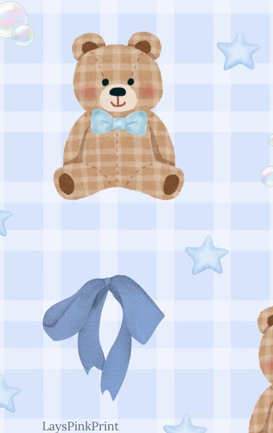 Blue Teddy Bear Wallpaper - Etsy