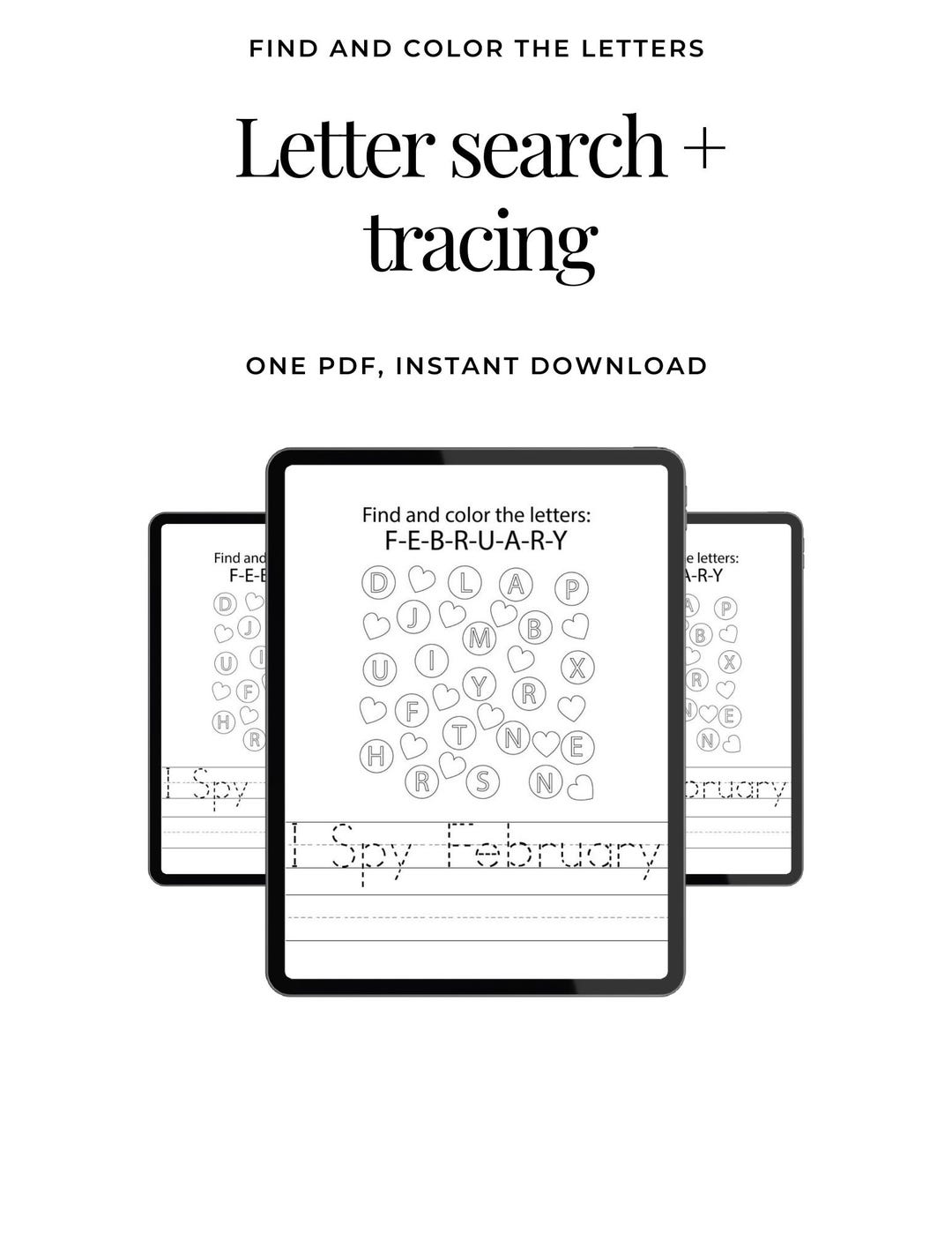Word Search | February | Letter Tracing | Letter Coloring | Find the ...