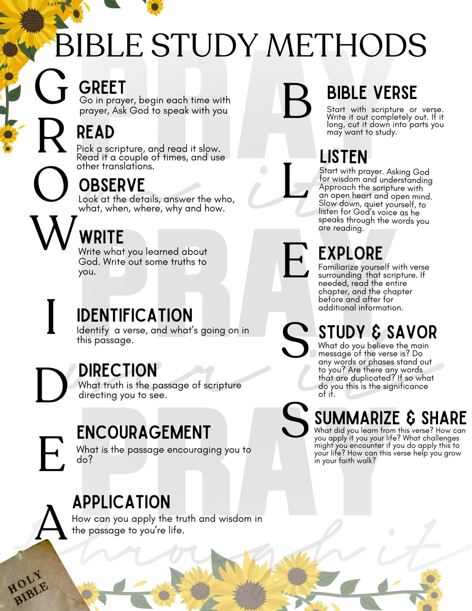 Bible Study Methods Guide: Fun, Faith & Deep Dives - Sunflowers - Etsy