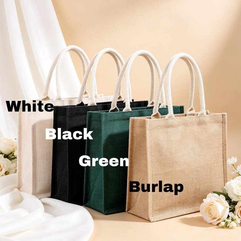 Personalized Jute Tote Bag Bridesmaid Gifts, Custom Name Burlap Bag ...