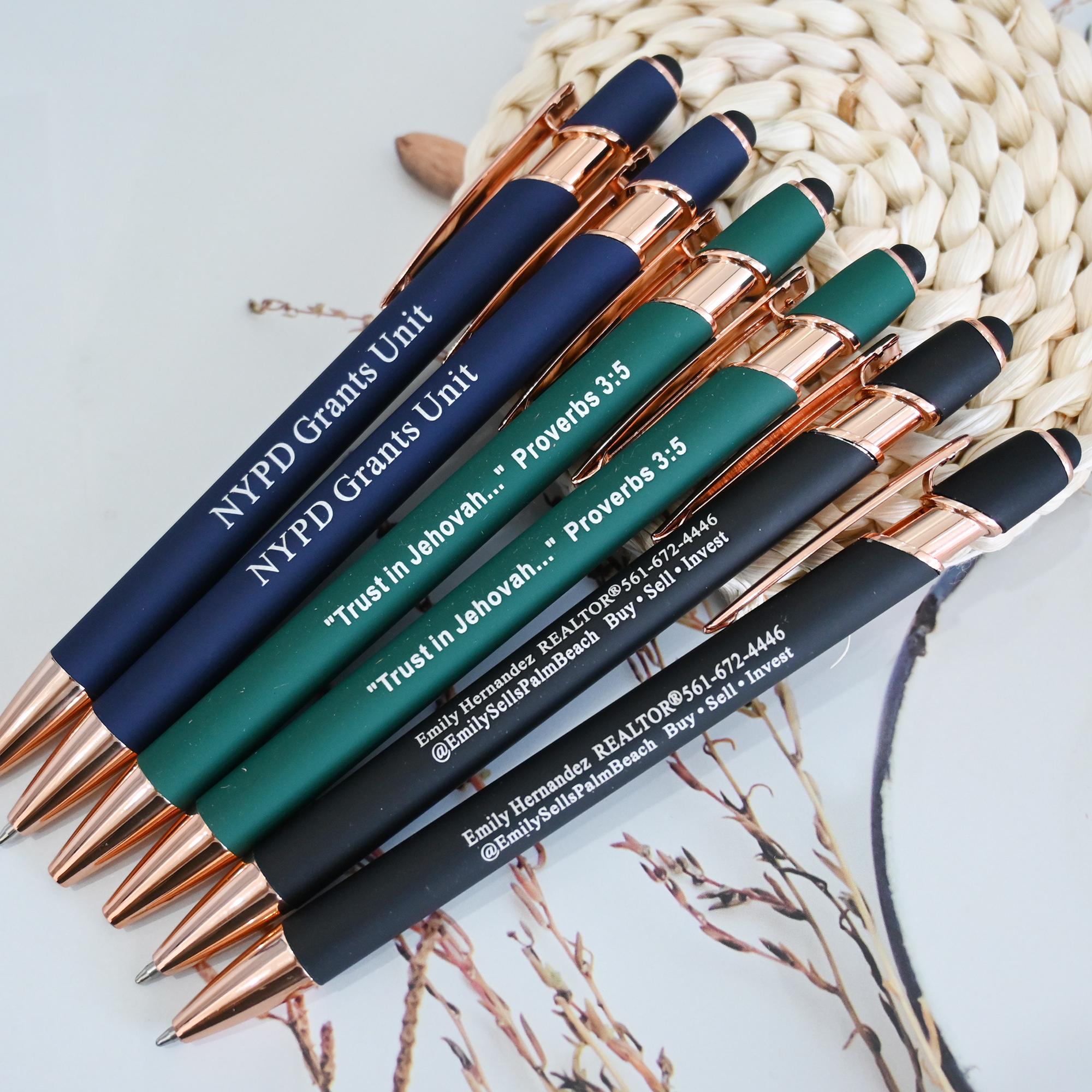 Custom Rose Gold Business Pens, Personalized Soft Touch Ballpoint Pen ...