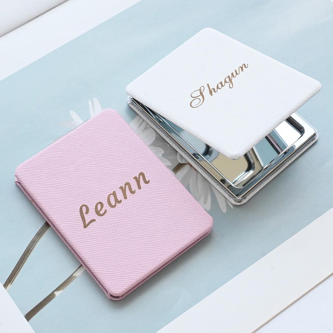 Personalized Leather Compact Mirror | Custom Engraved Rectangular ...