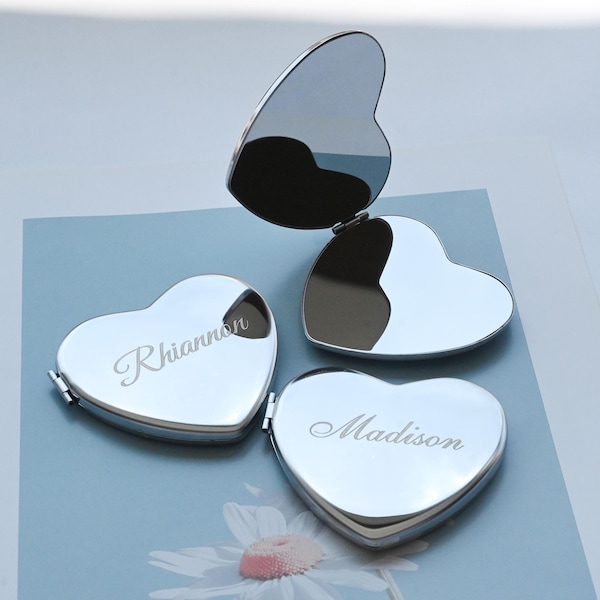 Heart Compact Engraved - Etsy UK