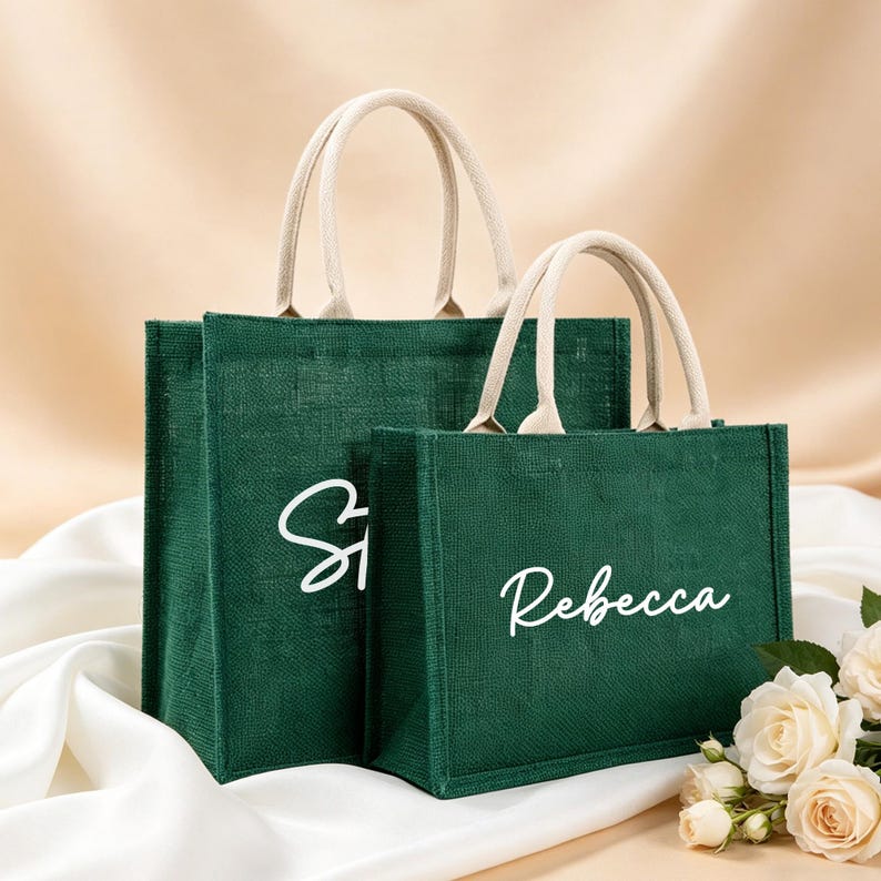 Personalized Jute Tote Bag Bridesmaid Gifts, Custom Name Burlap Bag ...