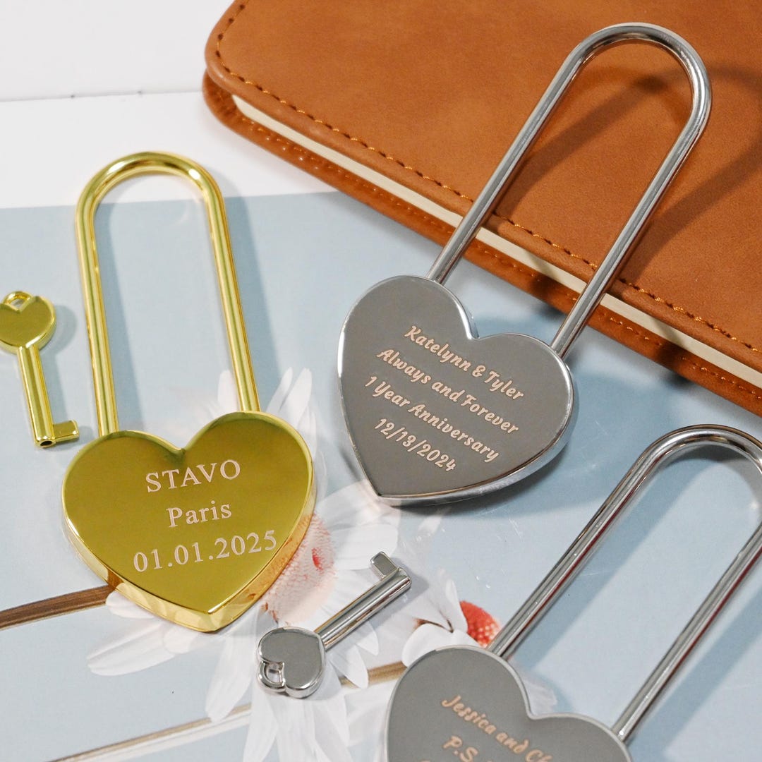 Personalized Heart Love Lock With Key, Love Padlocks, Custom Wedding ...