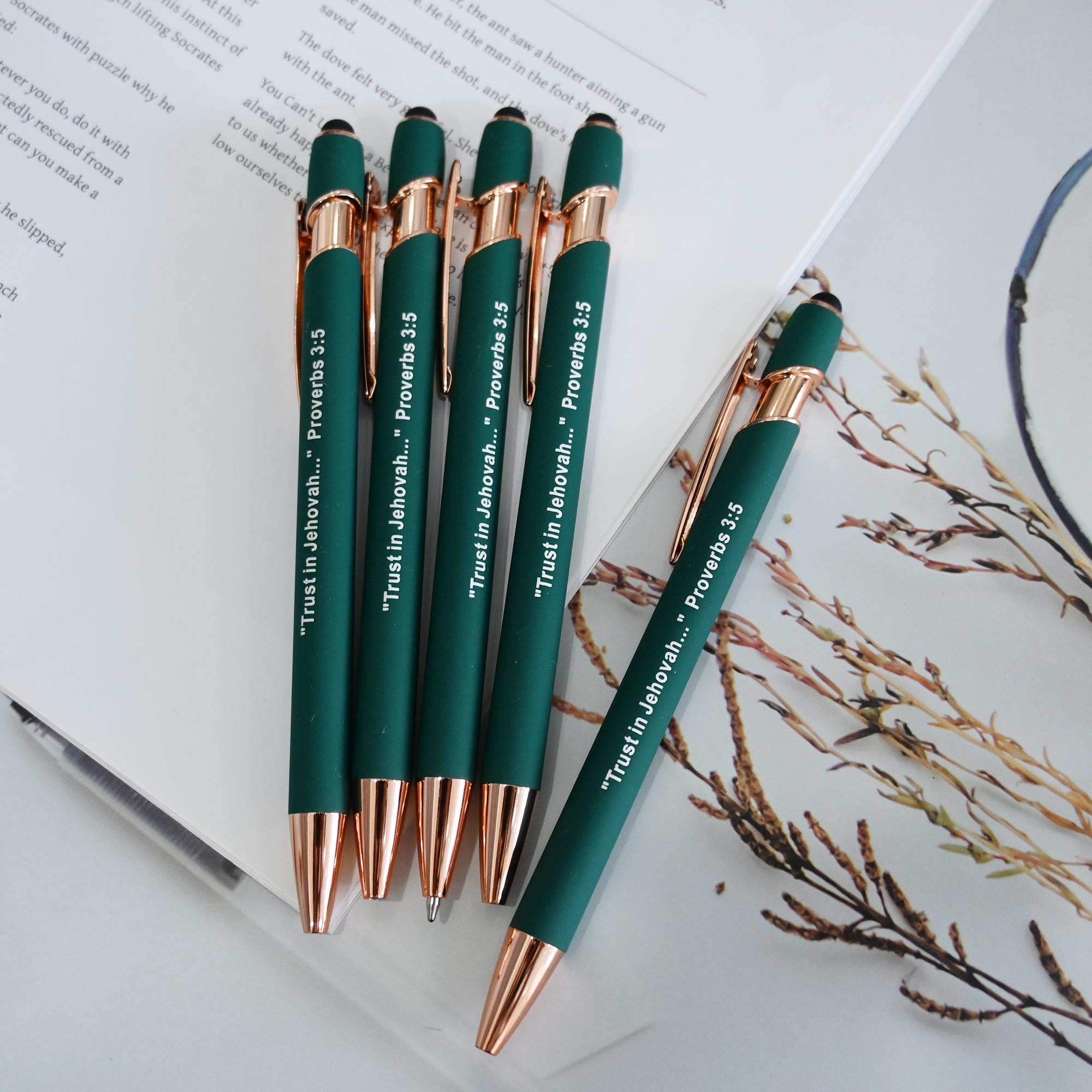 Custom Rose Gold Business Pens Engraved Text, Soft Touch Ballpoint Pen ...
