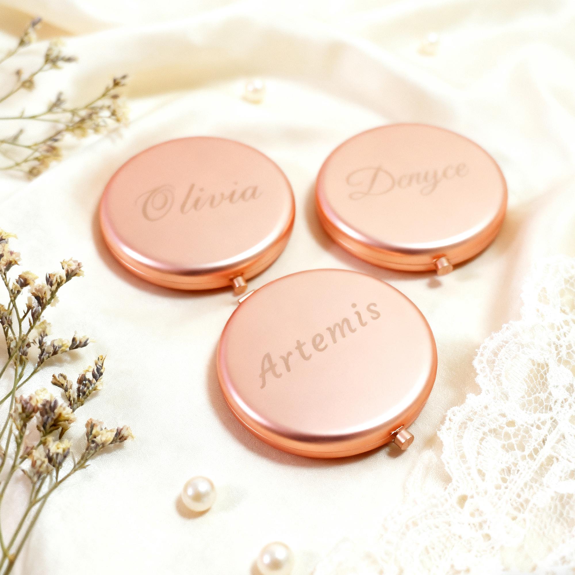 Custom Engraved Compact Mirror, Personalized Name Pocket Mirror, Rose ...