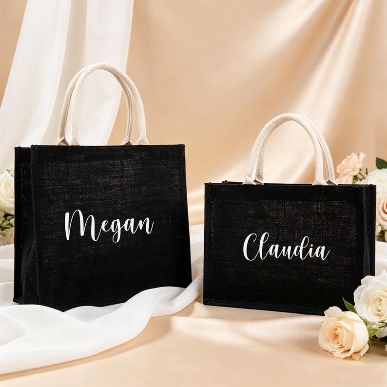 Personalized Jute Tote Bag Bridesmaid Gifts, Custom Name Burlap Bag ...