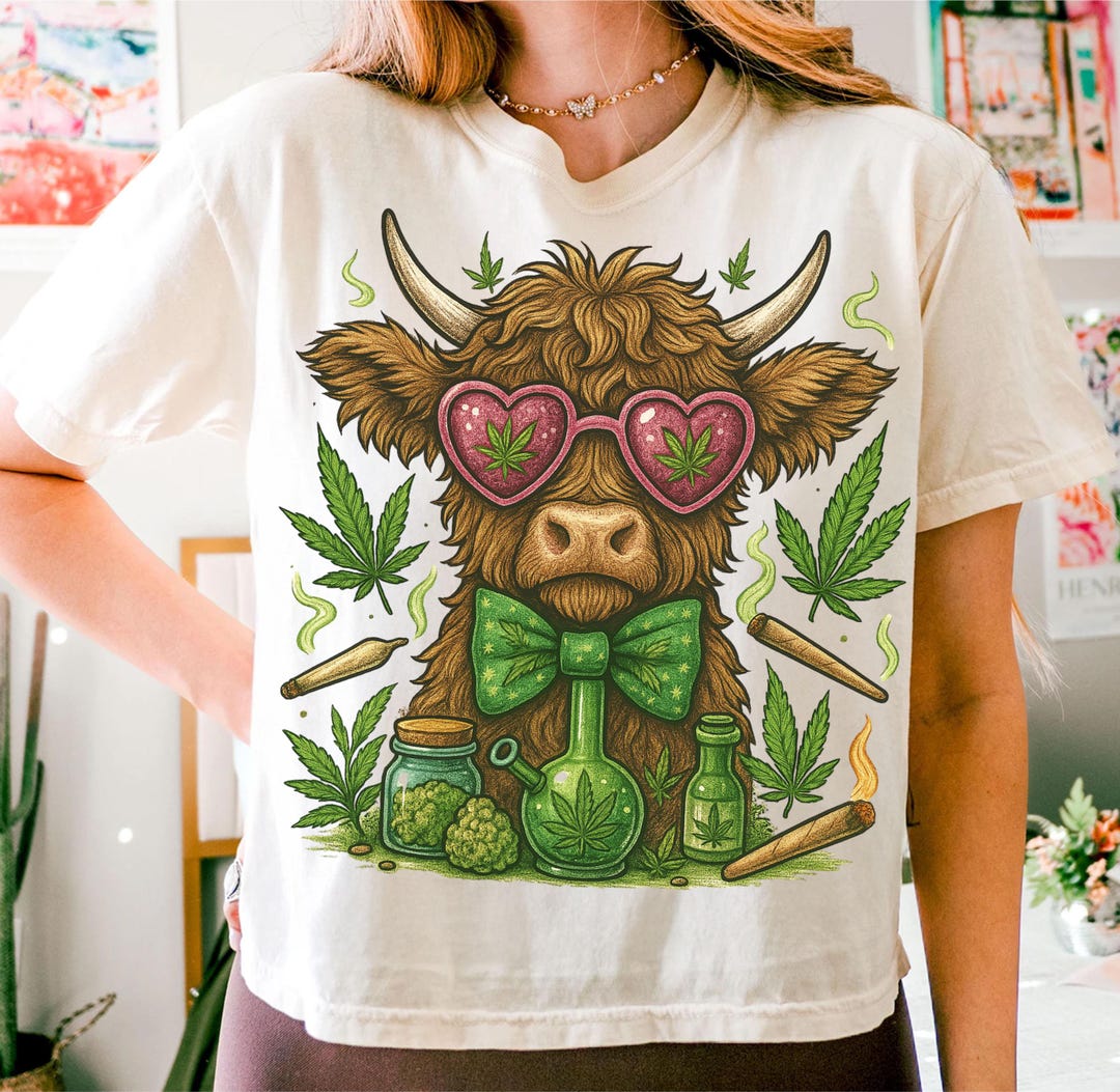 420 Highland Cow PNG, Weed Smoking Cow Png, Funny Highland Cow 420 Png ...
