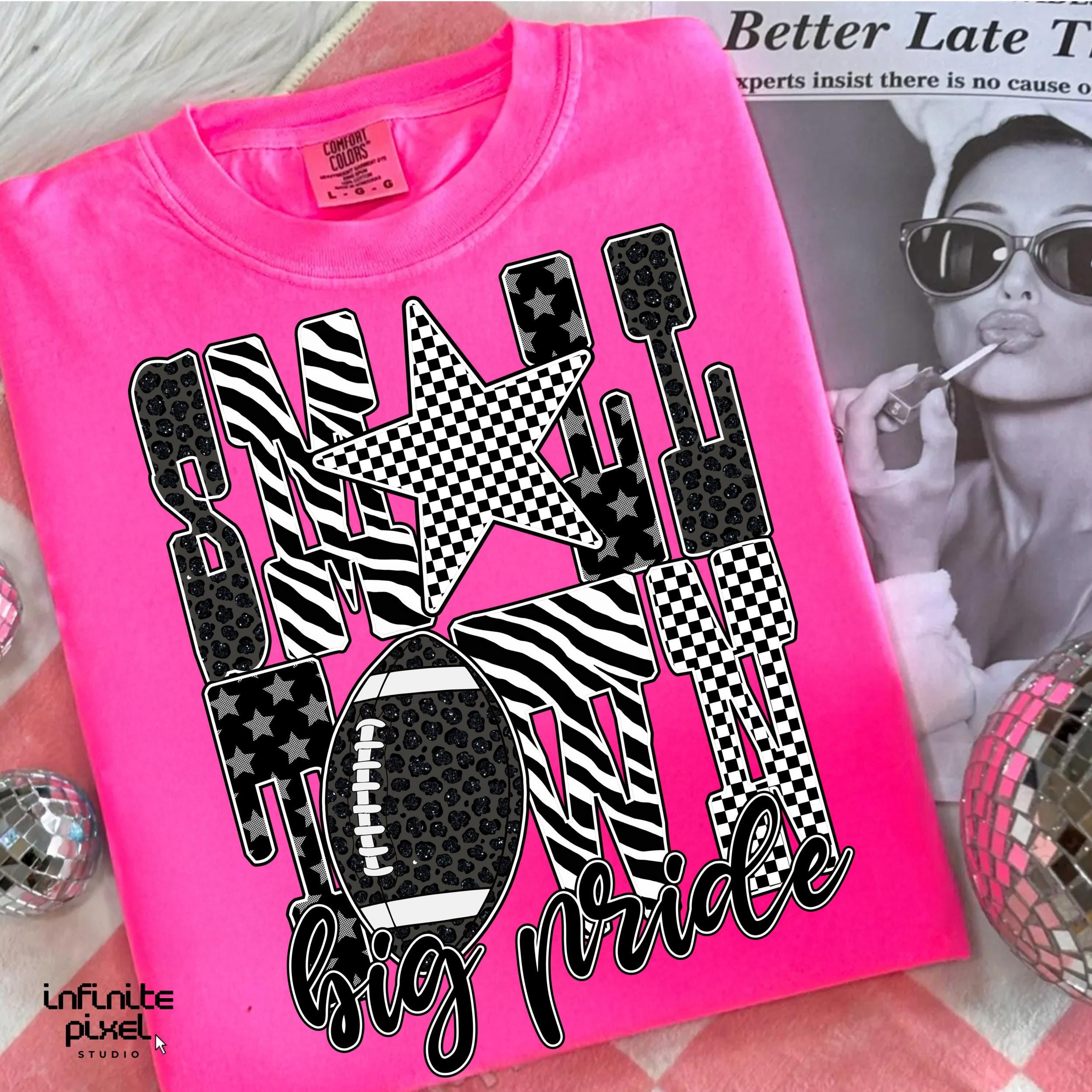 Small Town Big Pride PNG, Football Animal Print Sublimation, Checker ...