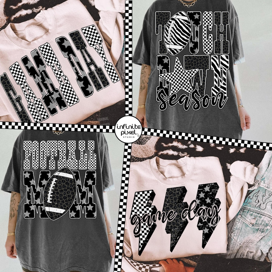 Football Checkered Bundle, Game Day Touchdown Mom Sublimation Set ...
