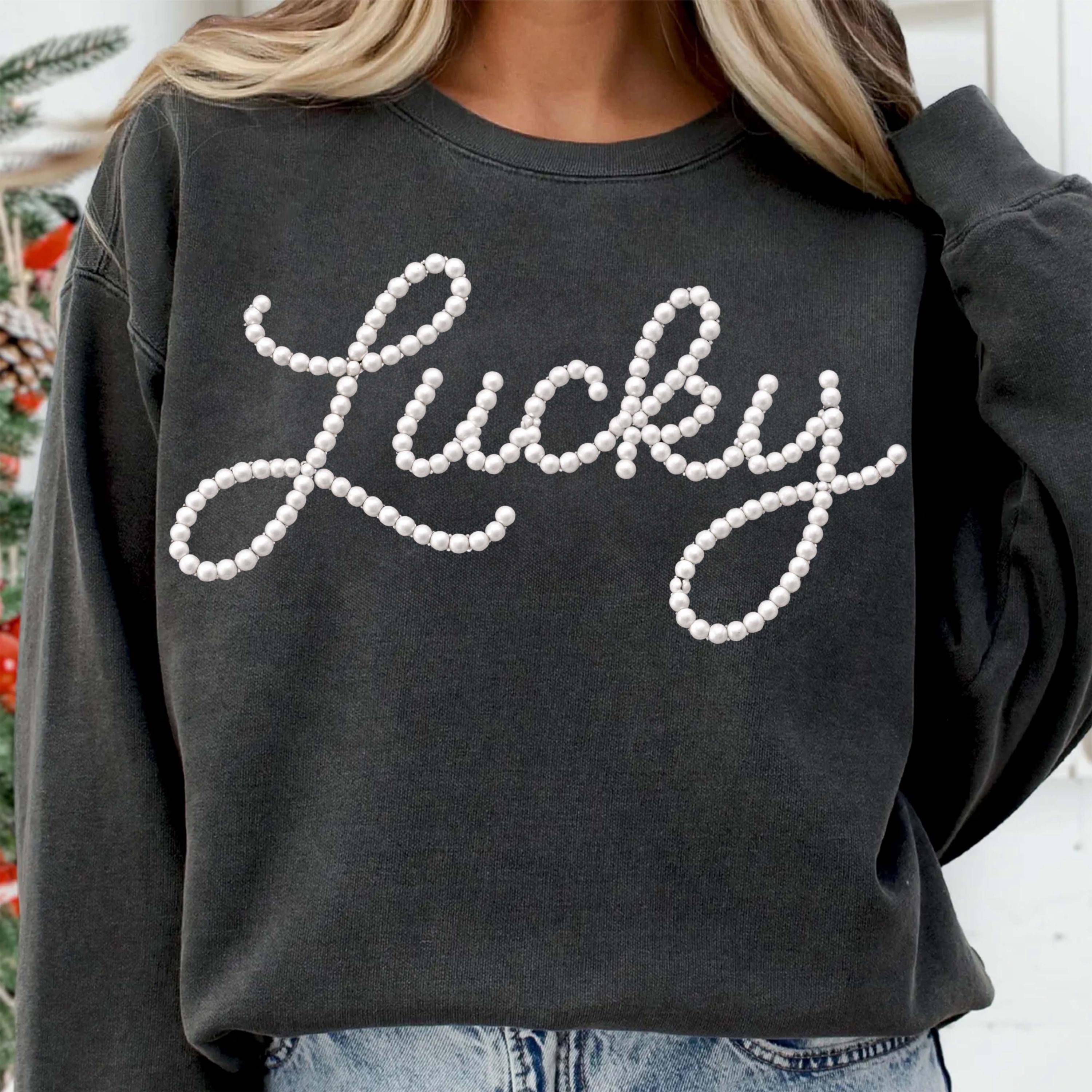 Lucky Pearl Script PNG, St Patricks Day Lucky PNG, Pearl Lettering ...