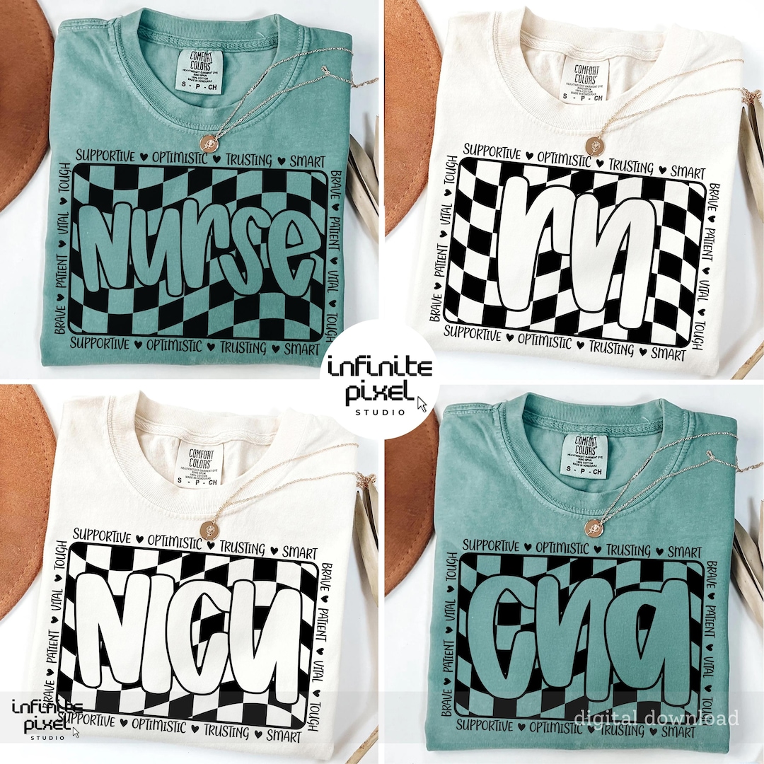 Checkered Nurse Word Art Svg Png Eps Dxf, Nurse Subway Art Cricut File ...