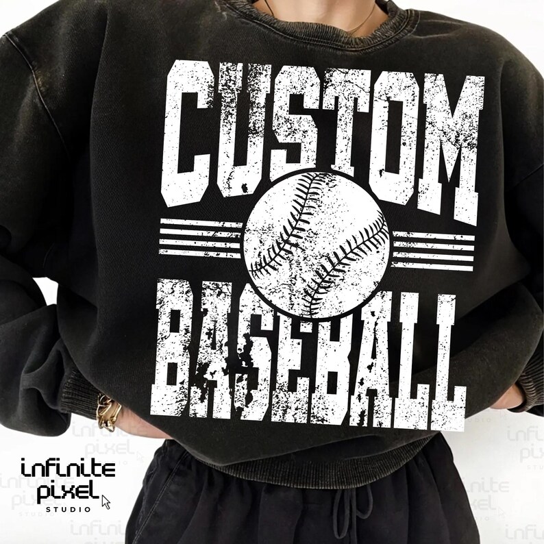 Custom Baseball PNG SVG, Distressed Sports Text Design, Vintage ...