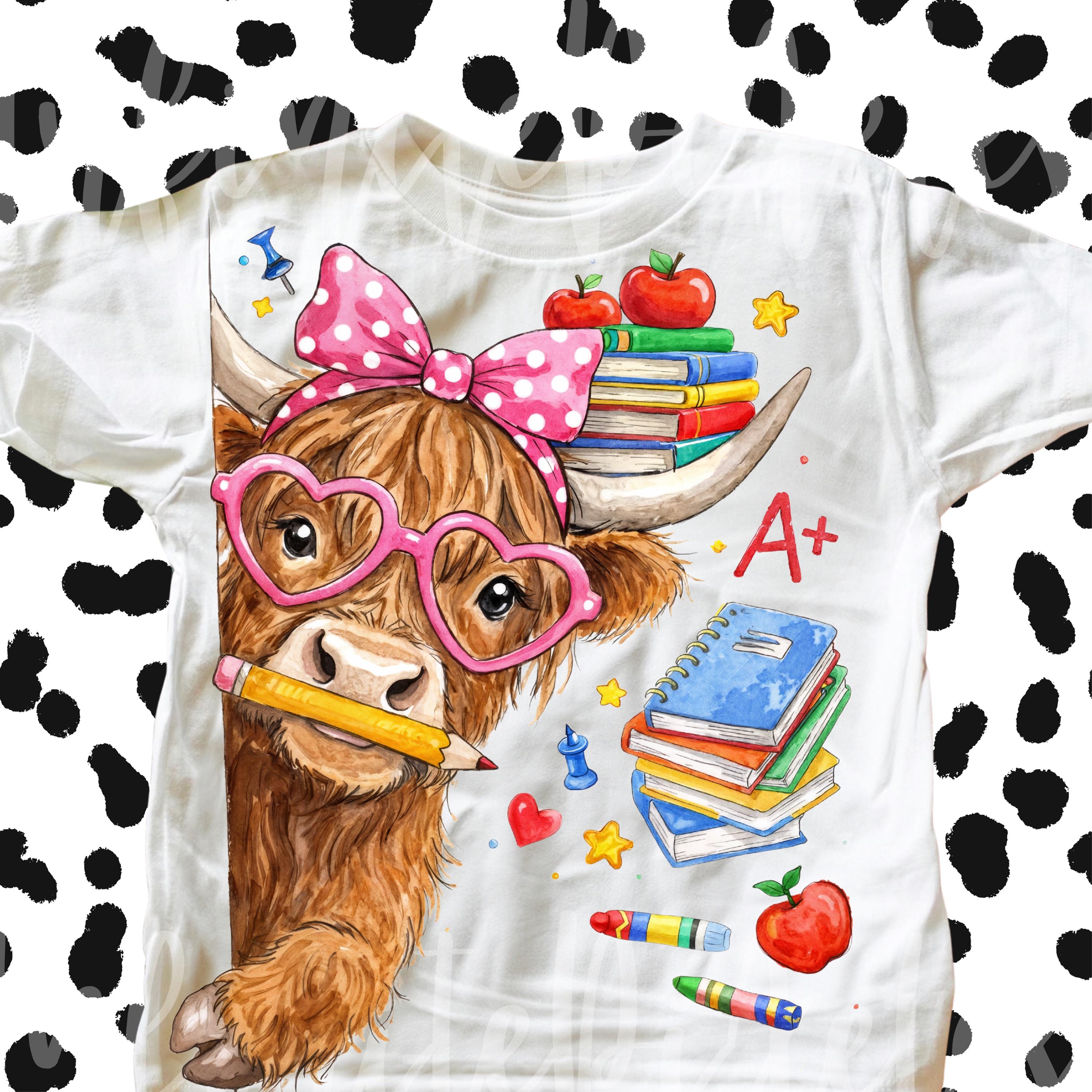 Highland Cow Teacher PNG, Back to School Cow Sublimation, Cute Teacher ...