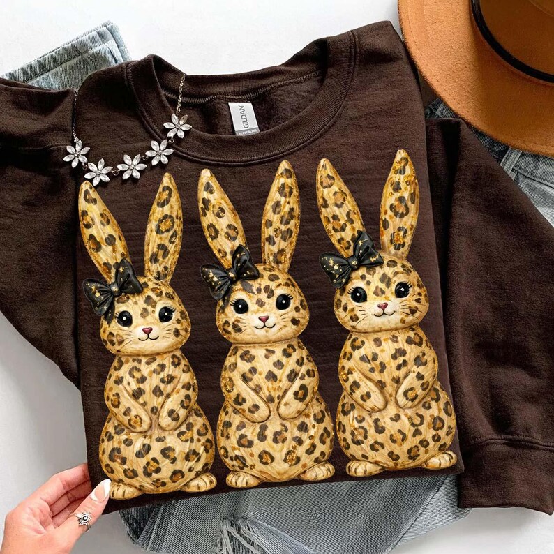 Leopard Bunny Trio PNG, Hand Painted Watercolor Easter Rabbits, Cute ...