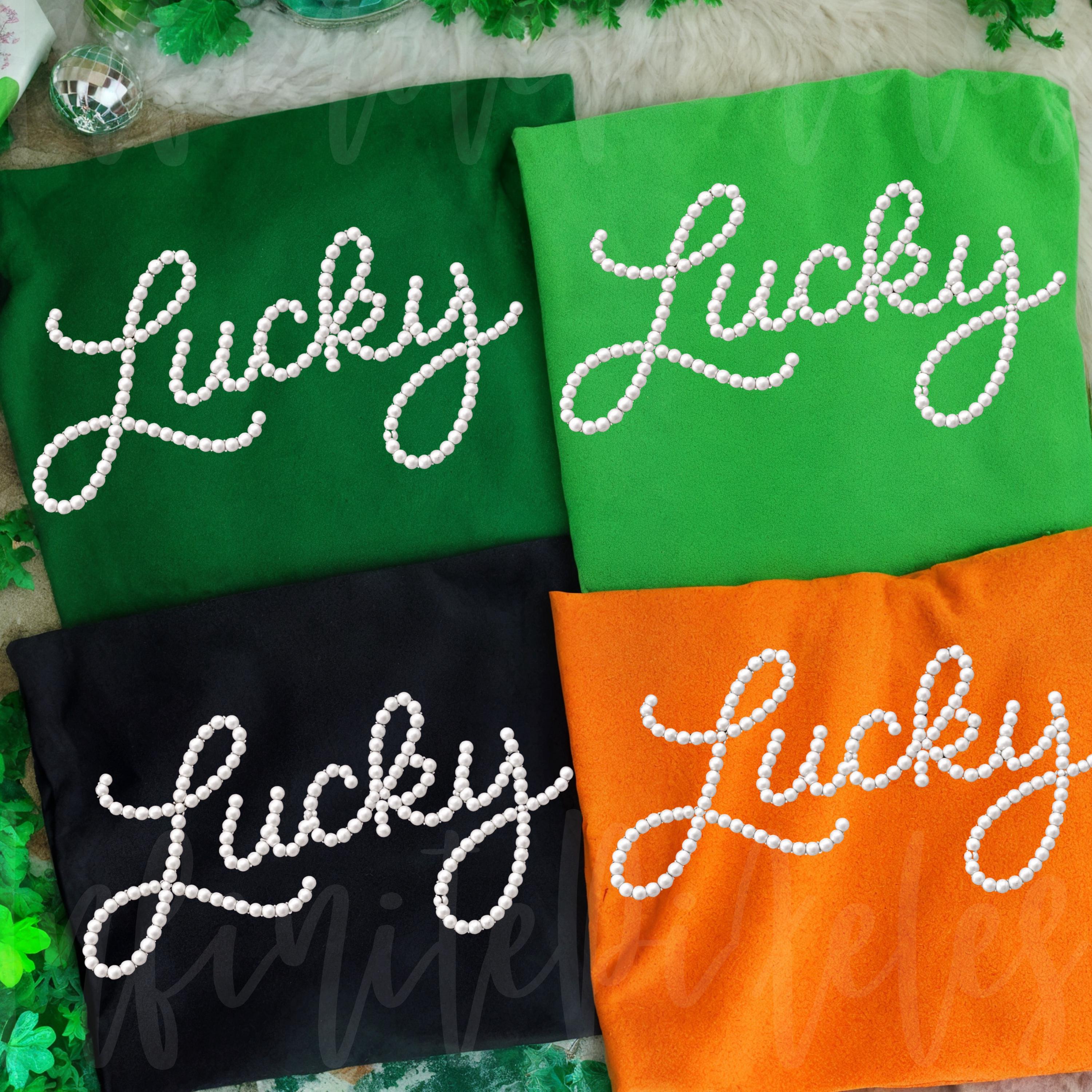 Lucky Pearl Script PNG, St Patricks Day Lucky PNG, Pearl Lettering ...