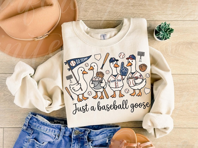 Just a Baseball Goose PNG, Cartoon Goose Baseball Shirt Design, Cute ...