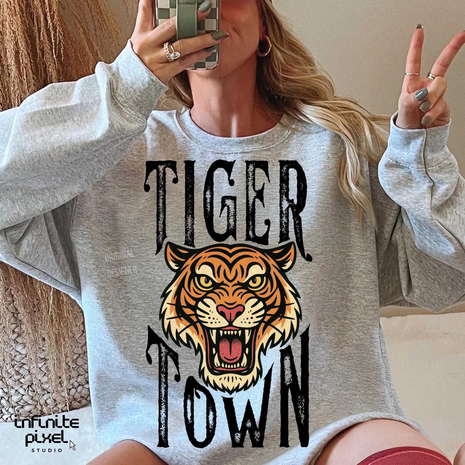 Tiger Town PNG, Vintage Roaring Tiger Mascot Sublimation, Bold School ...