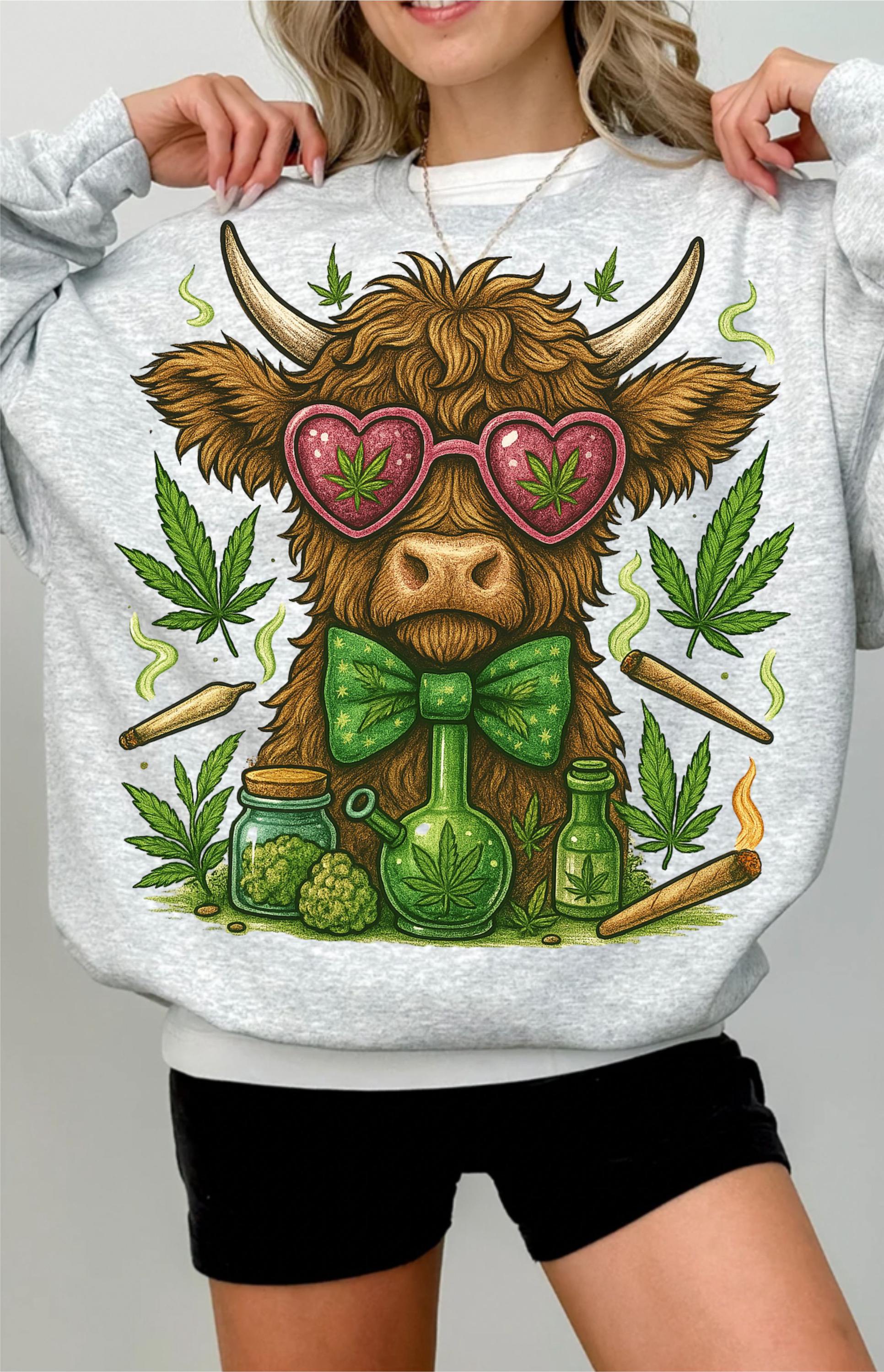 420 Highland Cow PNG, Weed Smoking Cow Png, Funny Highland Cow 420 Png ...