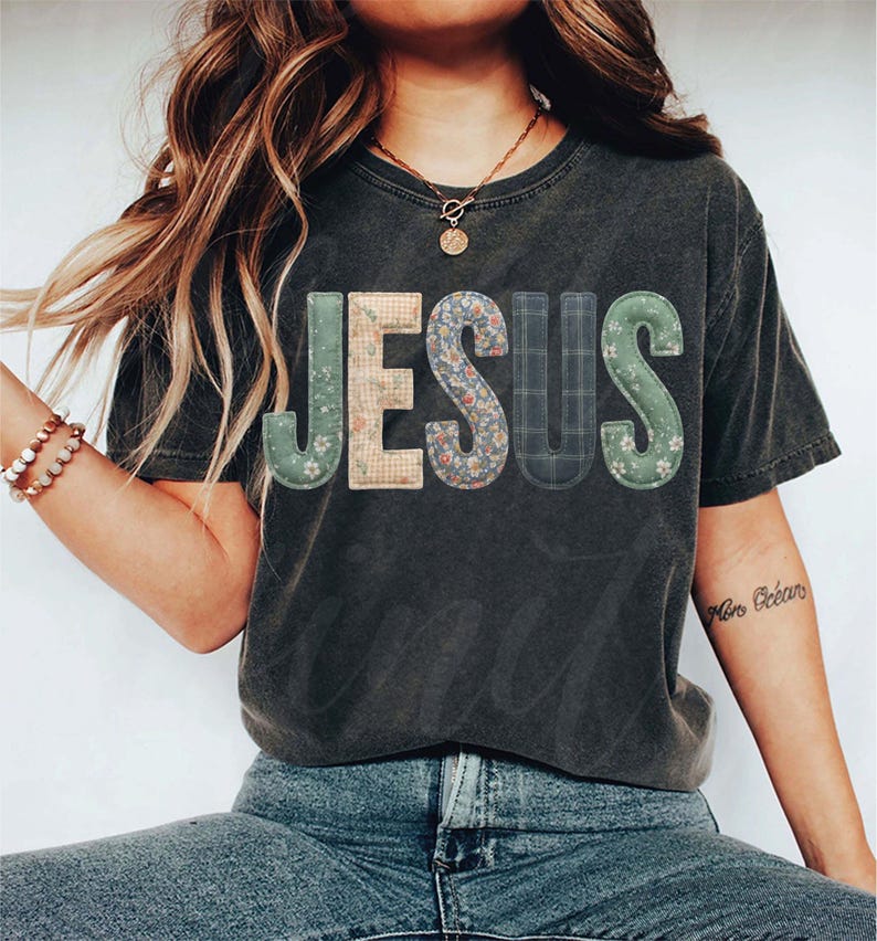 Jesus Patchwork PNG, Christian Applique Text Design, Religious Faith ...