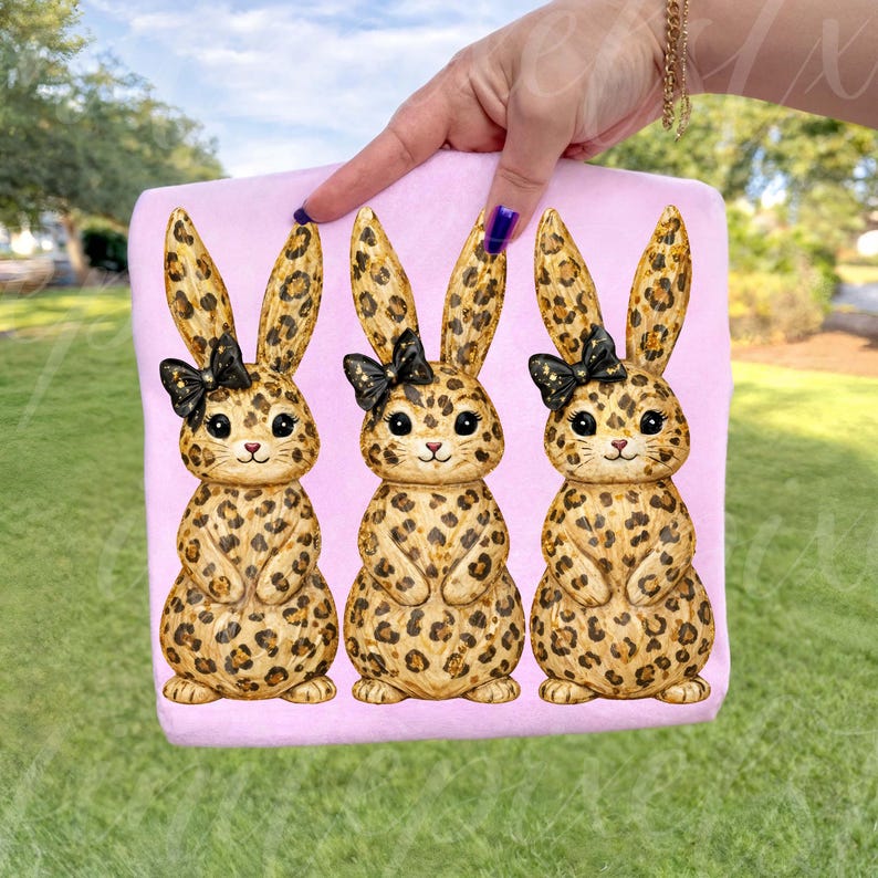 Leopard Bunny Trio PNG, Hand Painted Watercolor Easter Rabbits, Cute ...