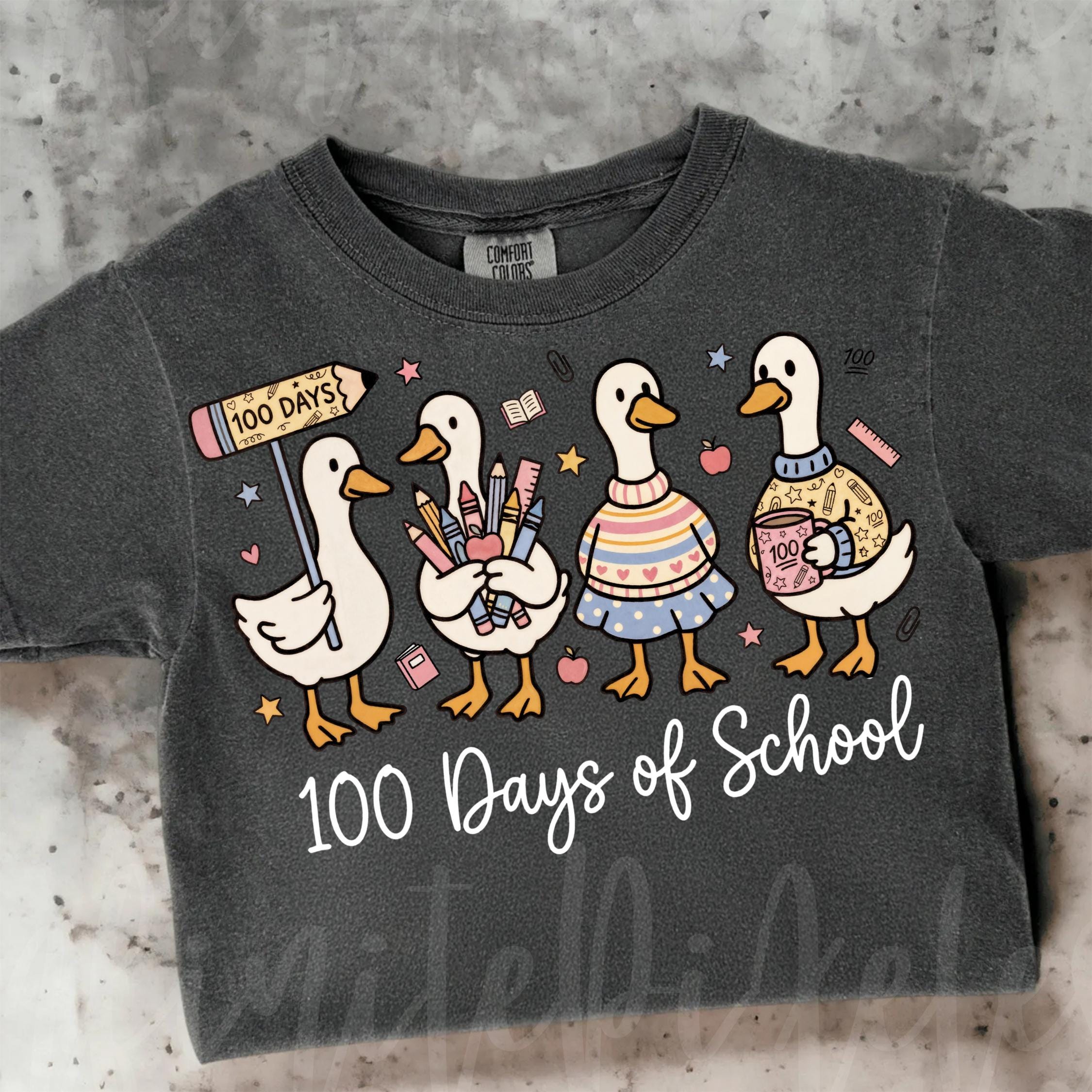 100 Days of School Ducks PNG, Cute Goose Teacher Png, Classroom School ...