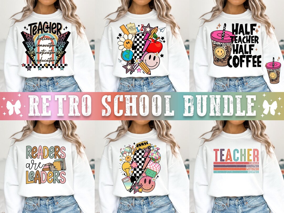School Bundle Png, School Png, Teacher Png, Brushstroke School, Retro ...