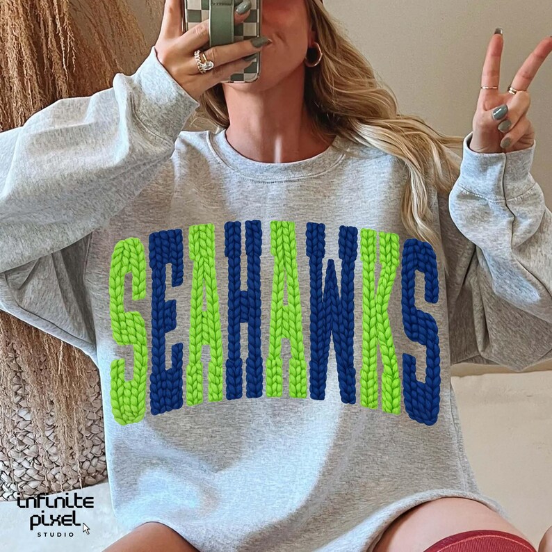Seattle Football Knit Text PNG, Chunky Yarn Lettering Sports Design ...
