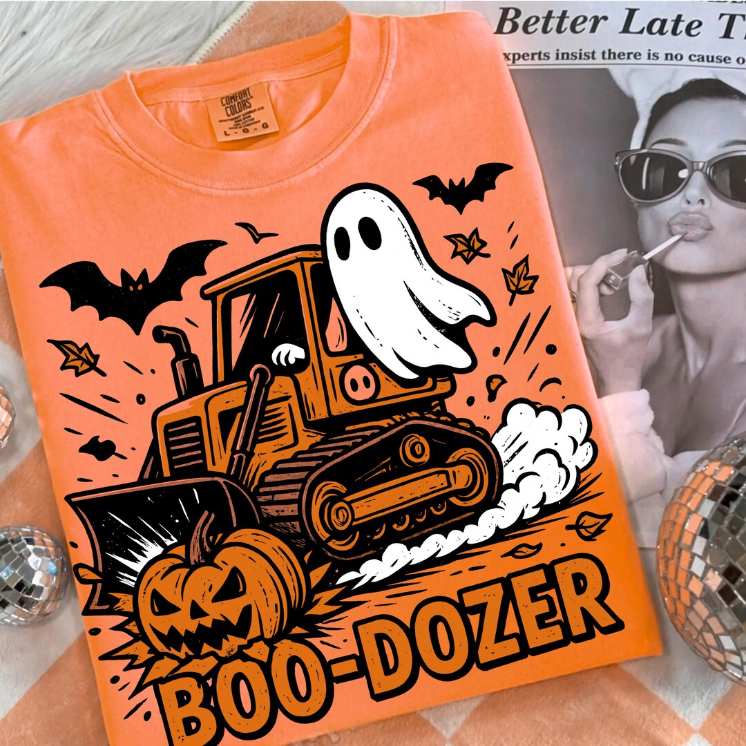 Boo Dozer Halloween PNG, Ghost Bulldozer Sublimation Design, Spooky ...