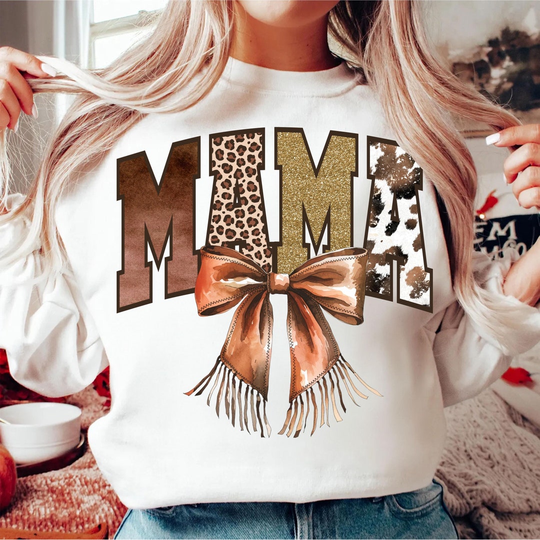 Western Cowgirl Mama Png, Leather Suede Bow Png, Howdy Mom Brown ...