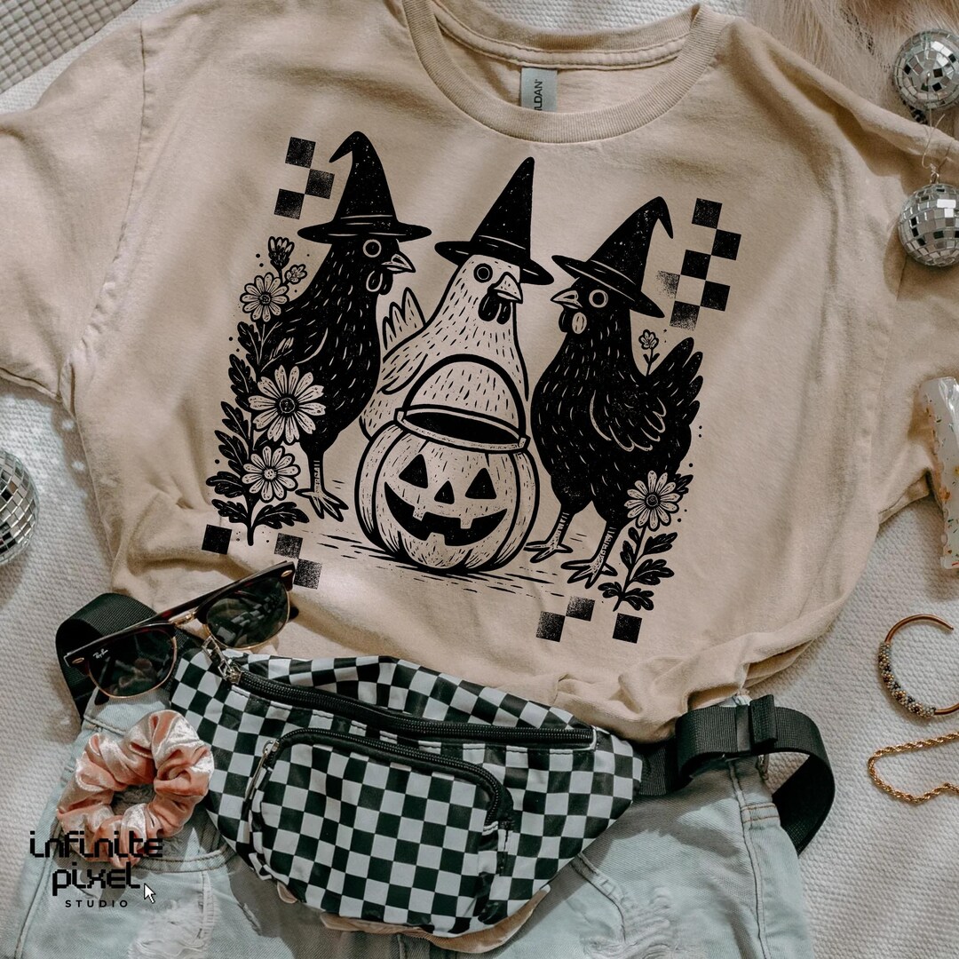 Halloween Chicken PNG, Witch Hat Hens Sublimation, Spooky Farmhouse ...